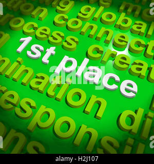 First Place Word Cloud Shows 1st Winner Reward And Success Stock Photo ...