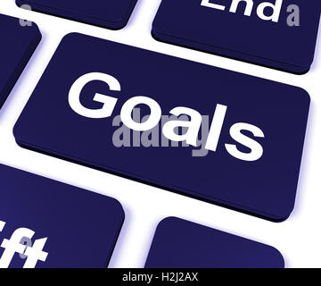 Goals Keyboard Shows Aims Objectives Or Aspirations Stock Photo - Alamy