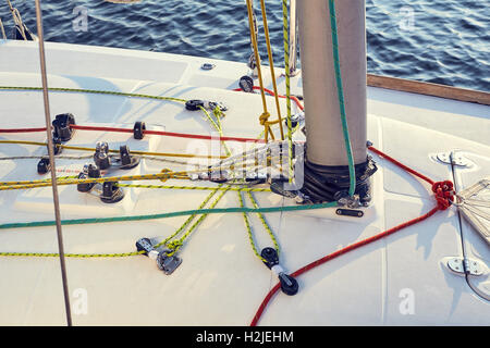 Preparation of staysail for use Stock Photo - Alamy