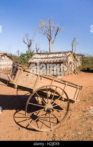 Traditional village of Sakalava tribes along the river Tsiribihina ...