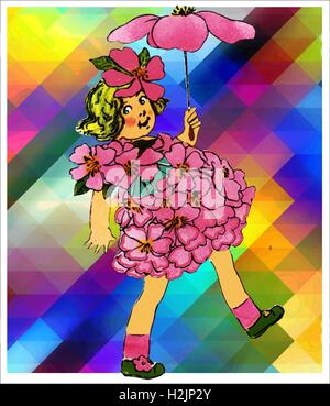 Bouncing Betty - Flower Child Illustration from an antiquarian book ...