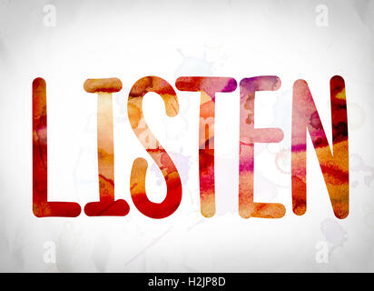 The word "Music" written in watercolor washes over a white paper ...