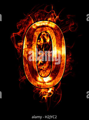 zero, illustration of number with chrome effects and red fire o Stock ...