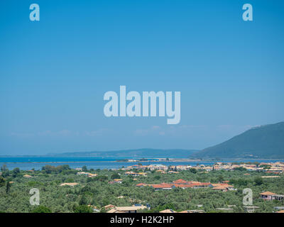 Overview on the island of Lefkada in Greece with view on Preveza Stock ...