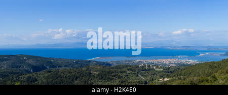 Overview on the island of Lefkada in Greece with view on Preveza Stock ...