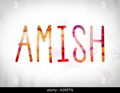 The word "Amish" written in white 3D letters on a colorful background ...