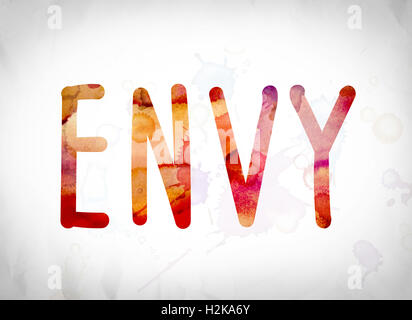 The word "Envy" written in white 3D letters on a colorful background ...