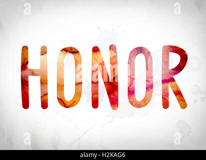 The word "Honor" written in isolated vintage wooden letterpress type ...