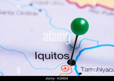 Iquitos, Peru pin on map Stock Photo - Alamy