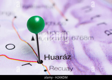 Huaraz, Peru pin on map Stock Photo - Alamy