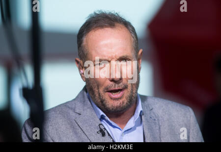 Derek Hatton being interviewed at the AAC Arena in Liverpool during the ...