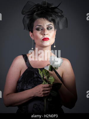 Widow At Funeral. Beautiful retro woman Stock Photo - Alamy
