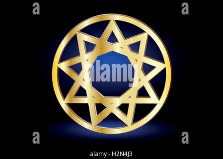 Icon of Bahai Nine pointed star symbol. Bahaism religion sign Stock ...