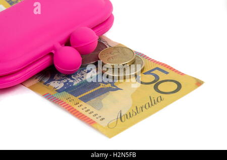 wallet with australian money over white Stock Photo - Alamy