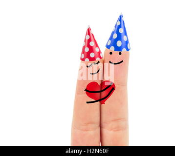 Valentine's fingers love couple and blue hearts Stock Photo - Alamy