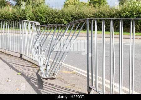 Safety barriers on a British pavement (sidewalk) in central York, UK ...
