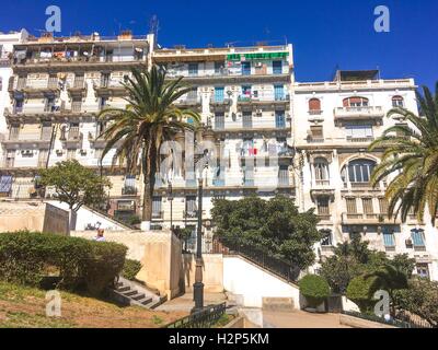 French colonial buildings in Algiers Algeria.Buildings are being ...