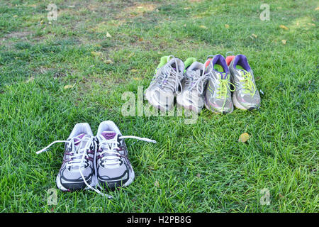 A pile of old running shoes Stock Photo - Alamy