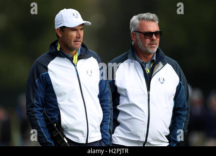 Team Europe captain Padraig Harrington and Team Europe's Matt ...