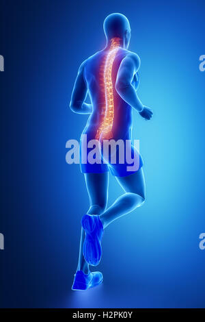 Running man with visible spine Stock Photo - Alamy