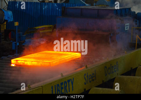 Red hot steel in steelworks being pressed Stock Photo - Alamy