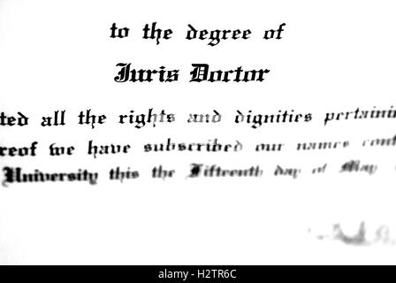 Close up of Juris Doctorate law degree certificate Stock Photo - Alamy