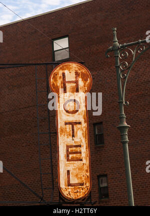 Old decrepit Hotel sign Stock Photo - Alamy