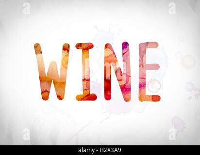 The word "Wine" written in white 3D letters on a colorful background ...