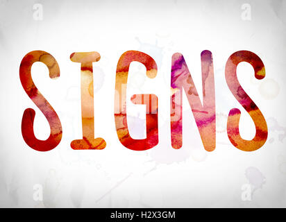 The word "Clue" written in watercolor washes over a white paper ...