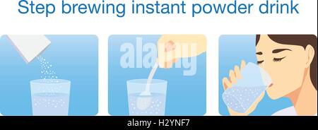 Guide step to brewing instant powder drink for design packaging Stock ...
