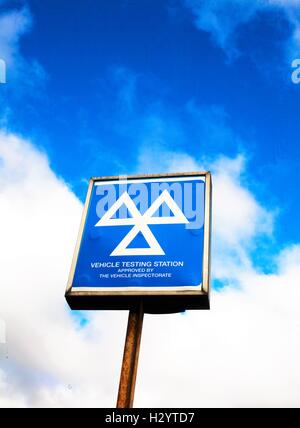 a MOT vehicle inspection station sign on a garage wall, UK Stock Photo ...