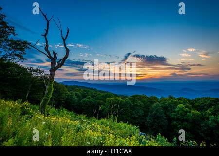 Sunset over the Shenandoah Valley as seen from an overlook on Skyline ...