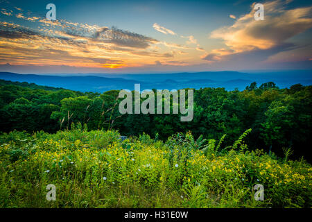 Sunset over the Shenandoah Valley as seen from an overlook on Skyline ...