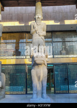 Syria. Entrance to the Aleppo National Museum. Basalt caryatids ...