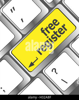 free register computer key showing internet concept Stock Photo - Alamy