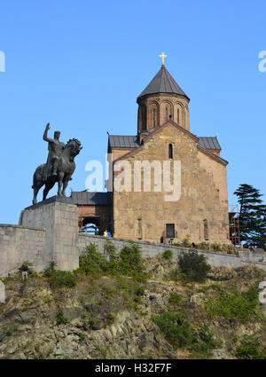 Metekhi Church above the Kura river in Tbilisi, Georgia, Asia Stock ...