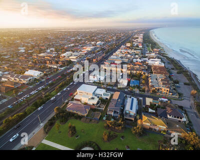 Aerial view of Patterson river and Patterson Lakes suburb, Melbourne ...