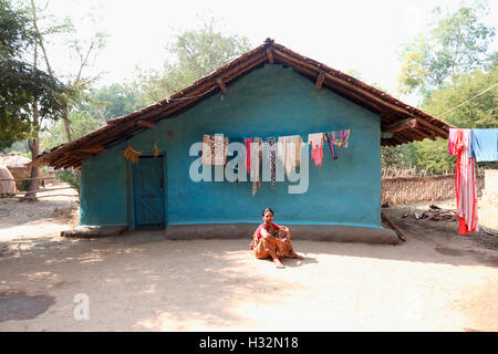 Traditional house, BHATRA TRIBE, Ulnar village, Chattisgarh, India ...