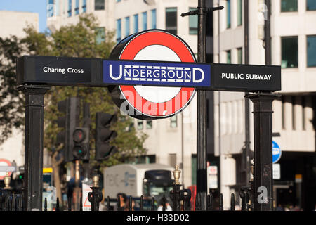 Charing Cross tube station exit subway travellers Stock Photo - Alamy