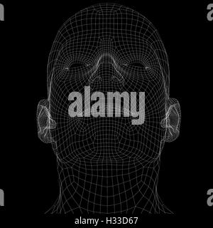 Human head. Wire frame render Stock Photo - Alamy