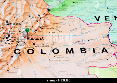 Bogota, Colombia. Political map. The city on the monitor screen through ...