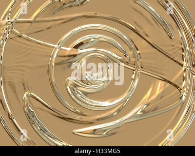 Abstract golden disk - computer-generated image. Fractal background ...