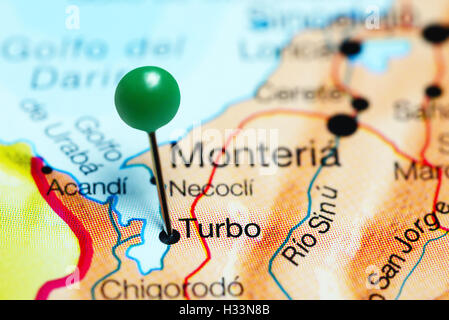 Turbo, Colombia pin on map Stock Photo - Alamy