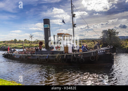 Steam tug Kerne pictured in the river Weaver at Sutton Weaver. West ...