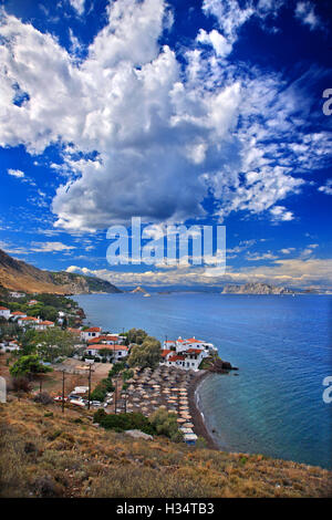 Picturesque Vlychos village, Hydra island, Attica, Greece Stock Photo ...