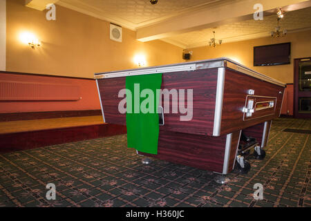 Interior fixtures and fittings of an old club house with dated worn ...
