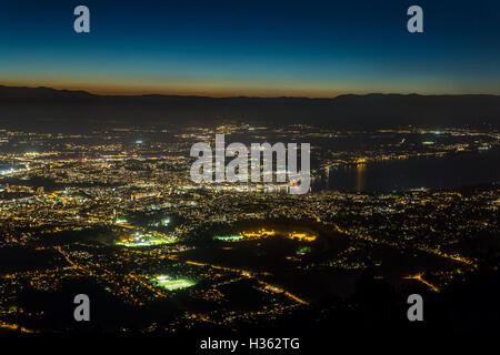 Aerial night view of Geneva city in Switzerland Stock Photo - Alamy