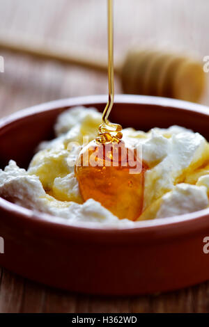Mel i mato. Fresh cheese with honey. Typical dessert of Catalonia in ...
