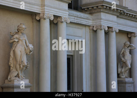 Statues decorating the Huntington Art Gallery building in Huntington ...