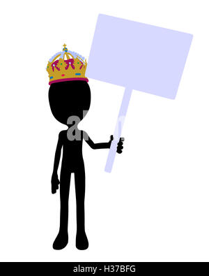 Cute Black Silhouette King Guy Holding a Blank Business Card Stock ...